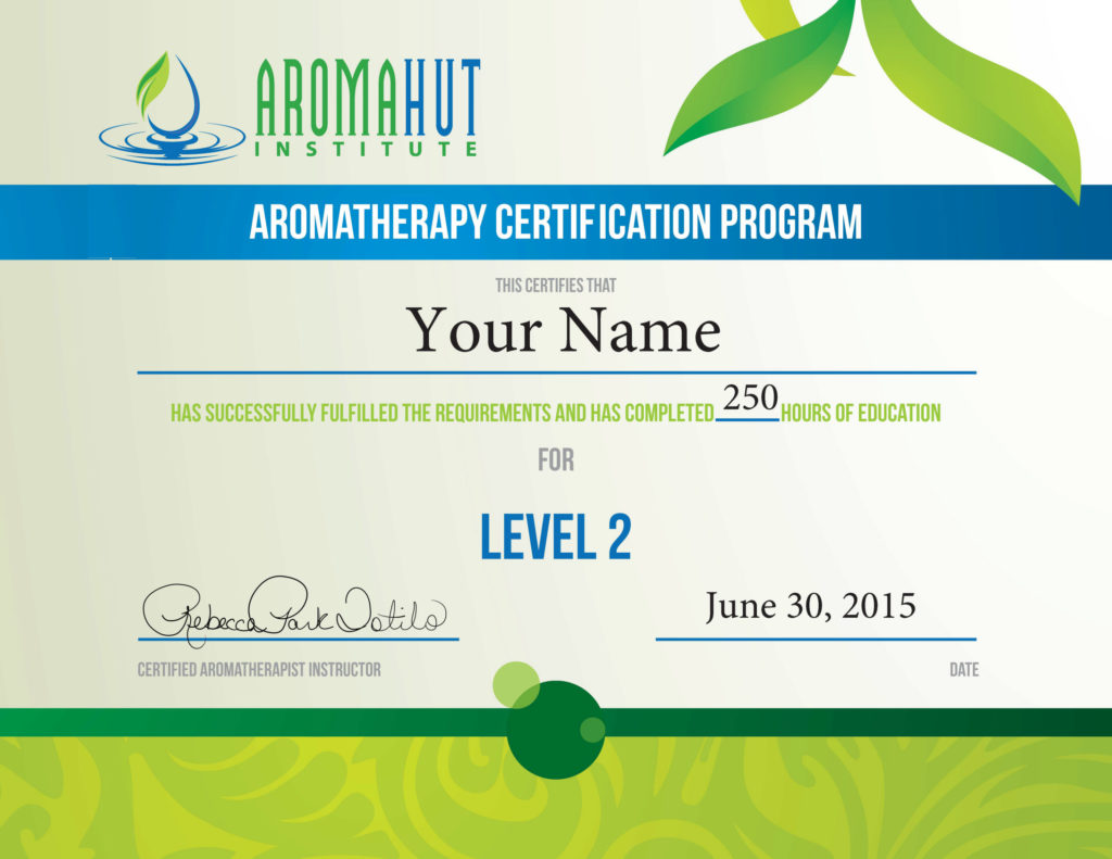 ACP Level 2 Certificate with signature example | Master Aromatherapy